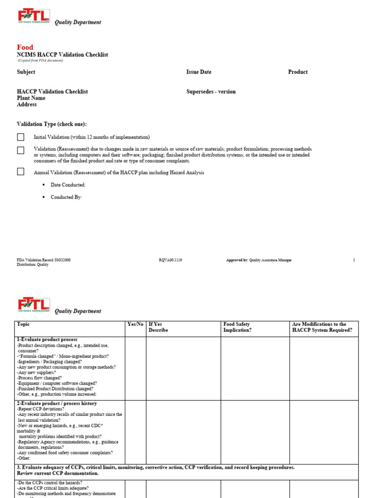 FDA Validation Record RQVA | PDF | Verification And Validation | Hazard Analysis And Critical ...