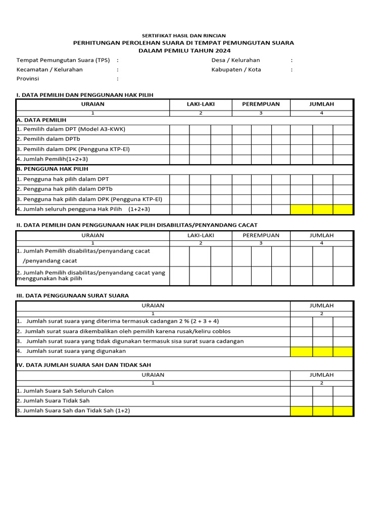 Formulir - KPPS Contoh | PDF