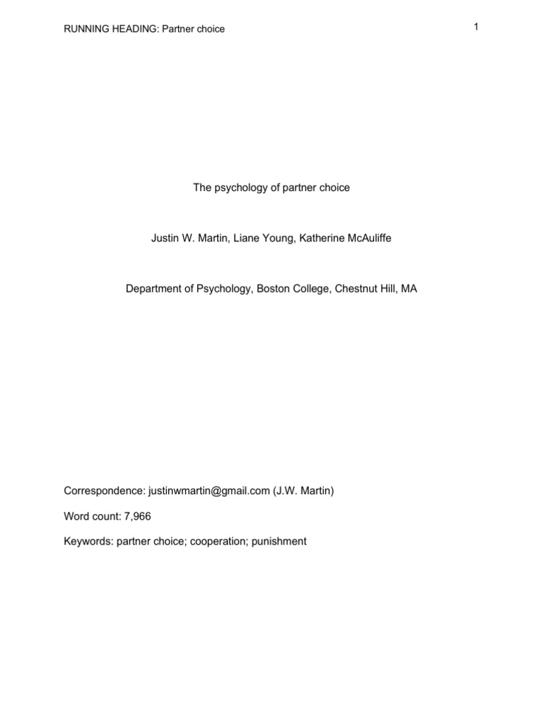 Psychology of Partner Choice Explained | PDF | Psychology | Decision Making