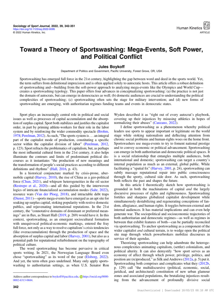 Understanding Sportswashing Dynamics | PDF | Qatar | Soft Power