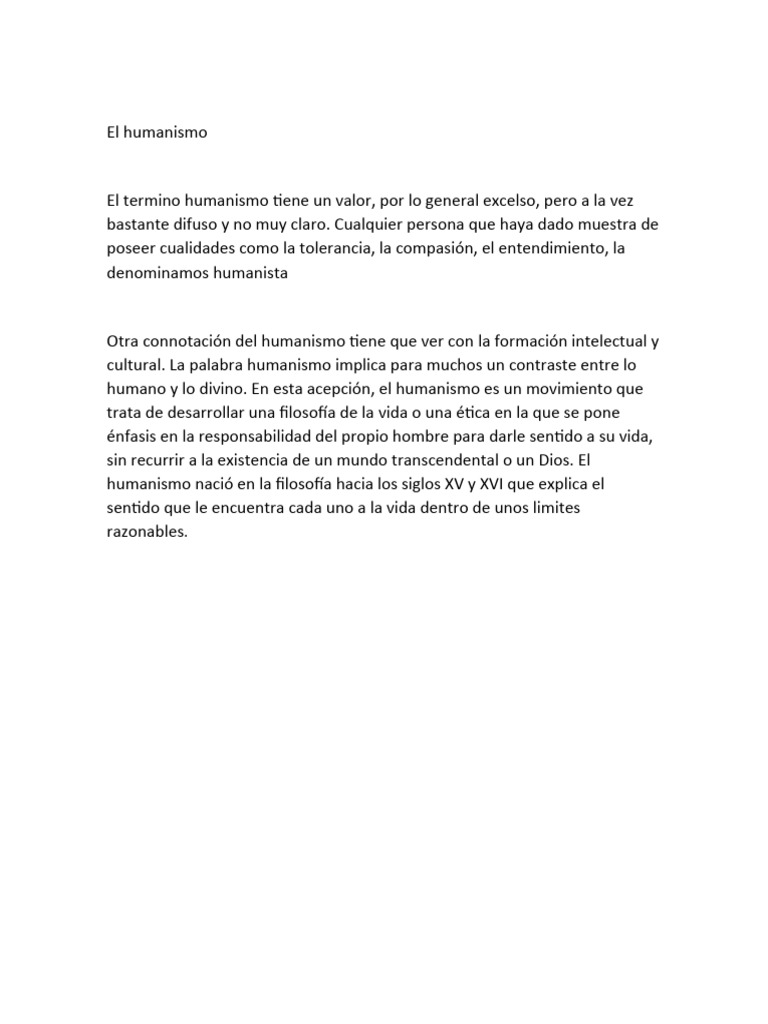 El Humanismo Clase de Religion Decimo | PDF | Ateísmo | Humanismo