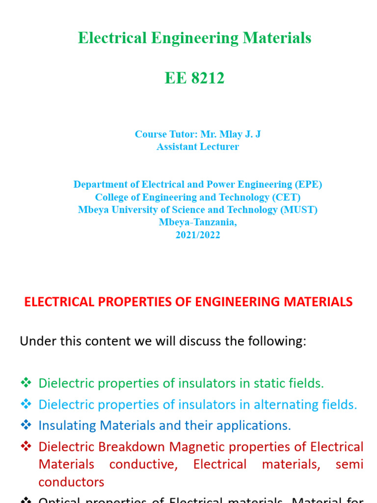 Electrical Properties of Engineering Materials 2 | Download Free PDF ...