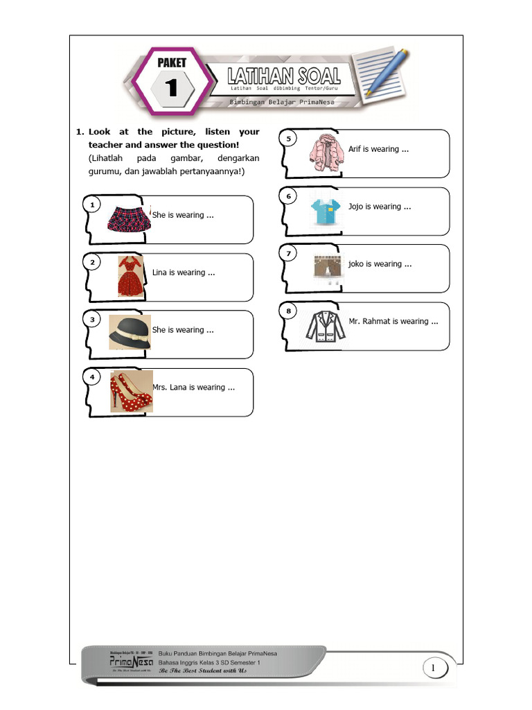 Latihan Soal Clothes | PDF