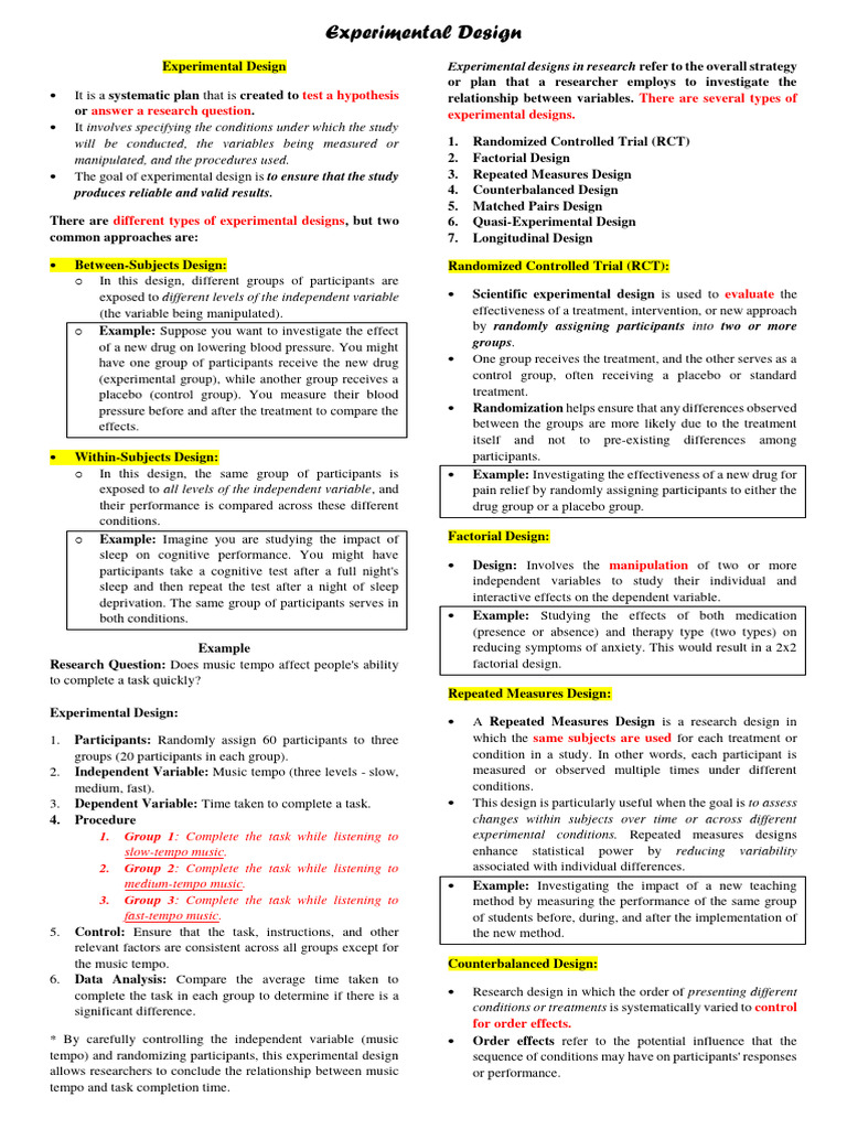 Experimental Design REVIEWER 1 | PDF | Type I And Type Ii Errors ...