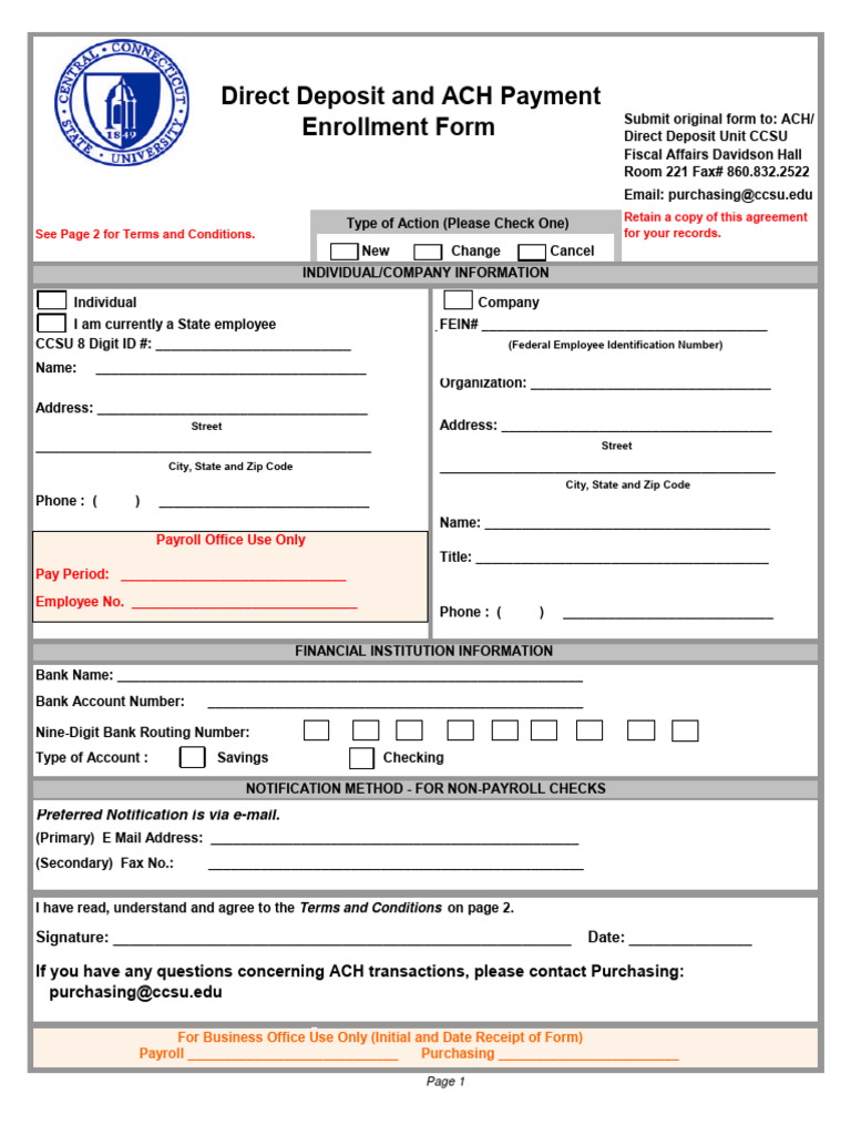 Direct Deposit and ACH Payment Enrollment Form 2-2-22 | PDF | Banks ...