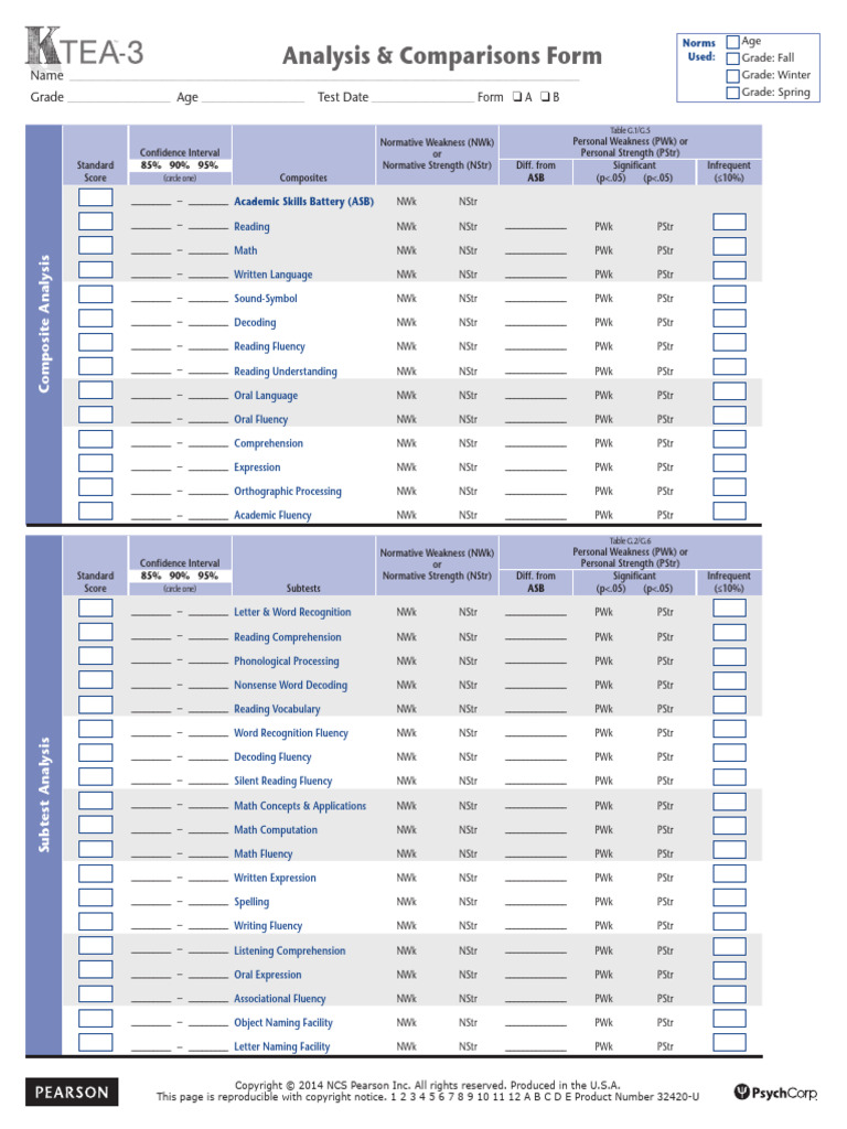 Analysis Comparisons Form | PDF | Statistics