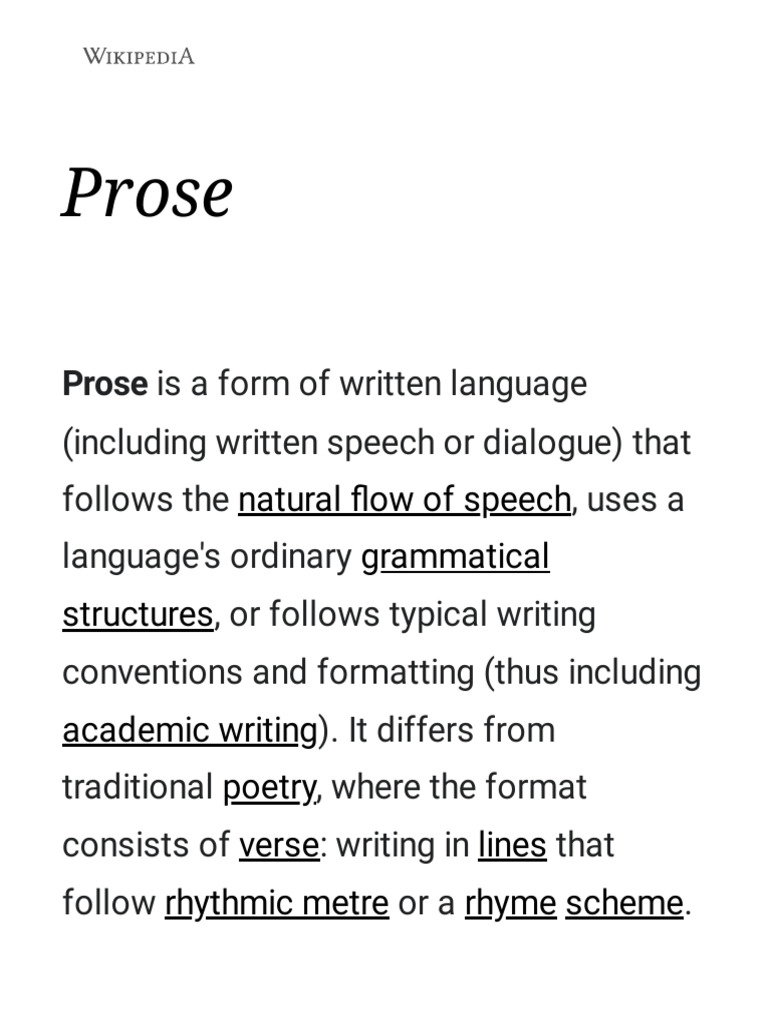 Prose - Wikipedia | PDF | Prose
