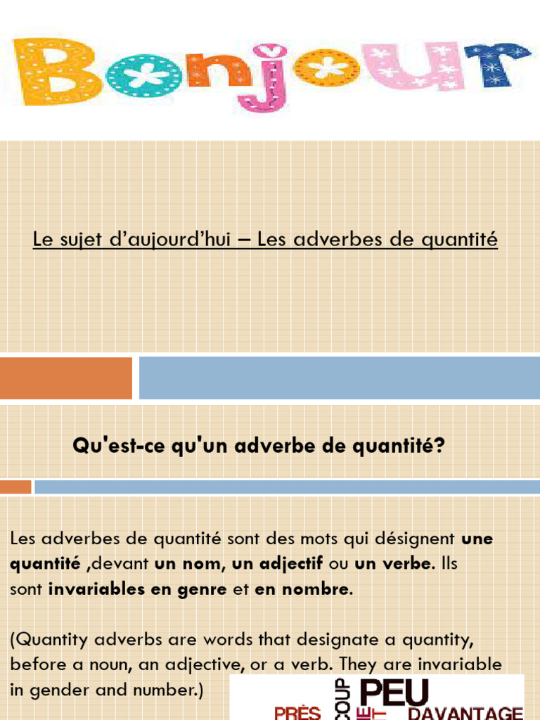 Adverbes de quantité en français | PDF