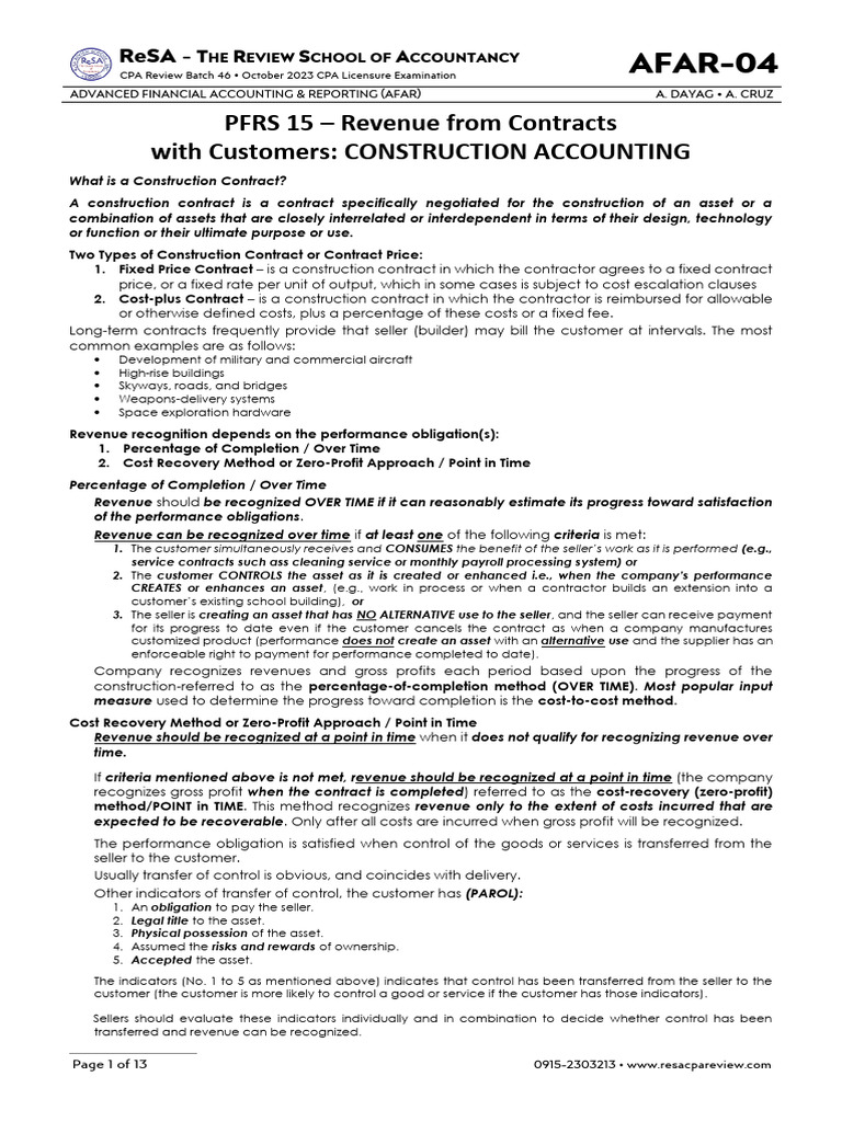 AFAR-04 (Construction Accounting) | PDF | Cost | Balance Sheet