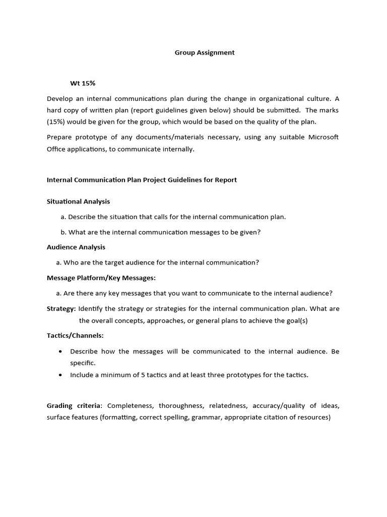 Internal Communication Project Assignment | PDF