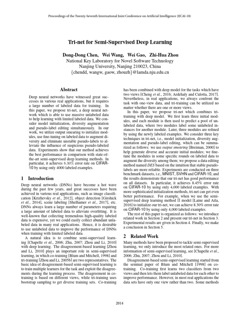 Tri-Net For Semi-Supervised Deep Learning | Download Free PDF | Deep Learning | Artificial ...