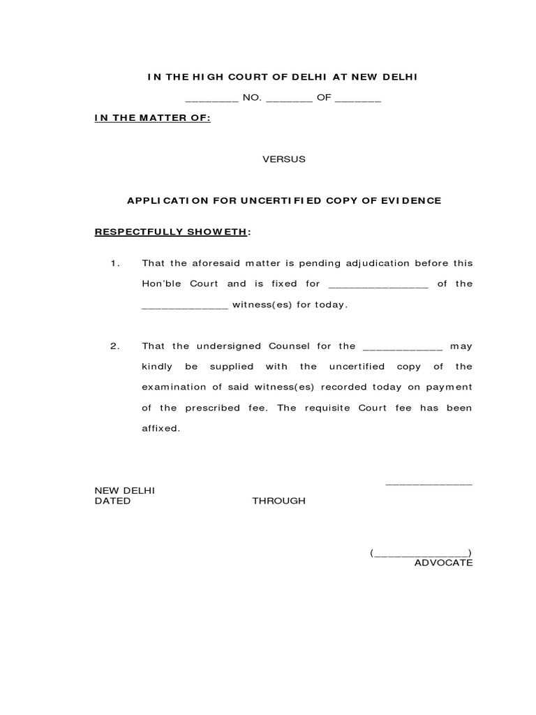 Hc-Application For Uncertified Copy - Evidence | PDF
