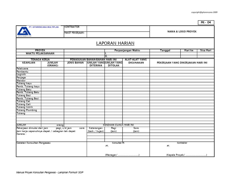 Contoh Laporan Harian | PDF