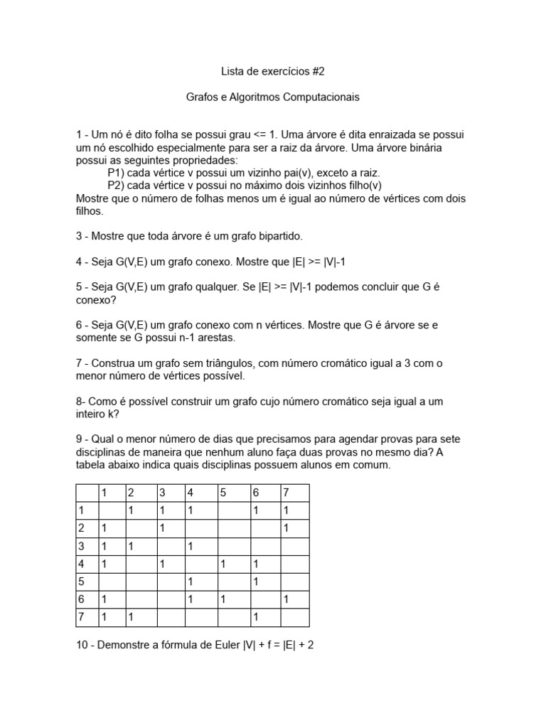 Lista2 Grafos | PDF