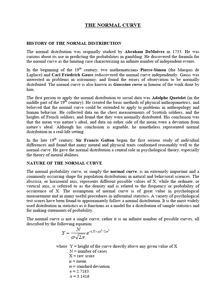 Nature, Properties and Applications of The Normal Curve | PDF | Normal ...
