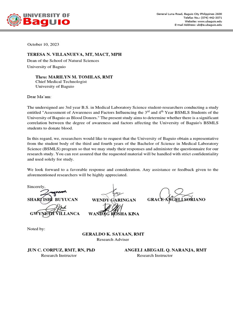 Letter For Conducting And Reliability Testing Grp 8 Final Pdf