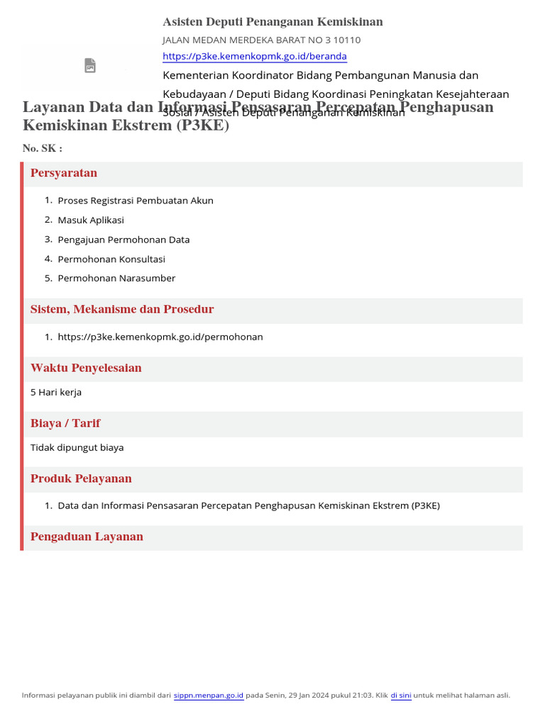 Layanan Data Dan Informasi Pensasaran Percepatan Penghapusan Kemiskinan Ekstrem P3ke | PDF ...