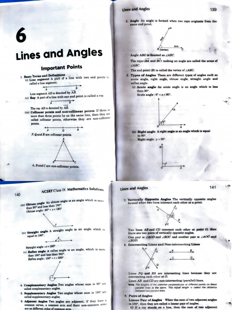 Lines and Angles Important Points | PDF | Rotation | Linear Algebra