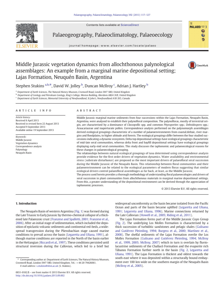 Palonología FM Lajas (McIlroy Et Al, 2013) | PDF | Ecology | River Delta
