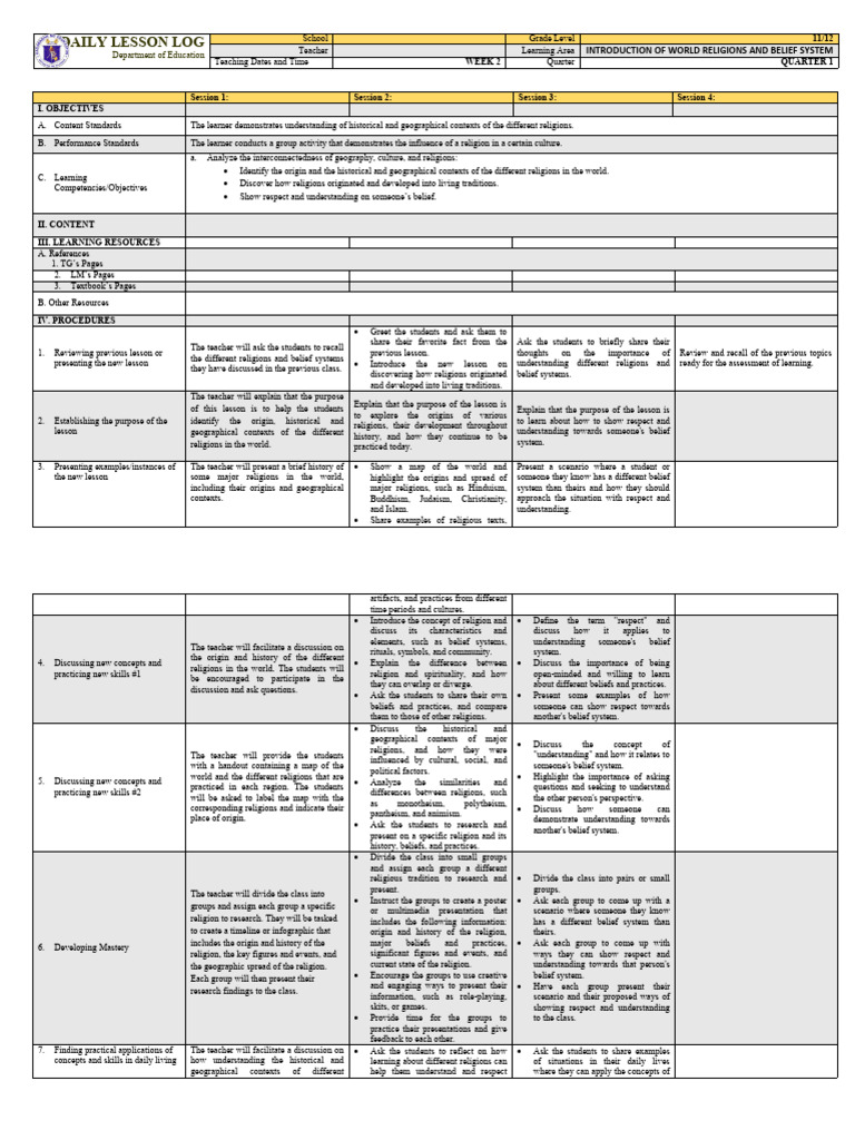 Iwrbs Q1 Week2 | PDF | Learning | Understanding