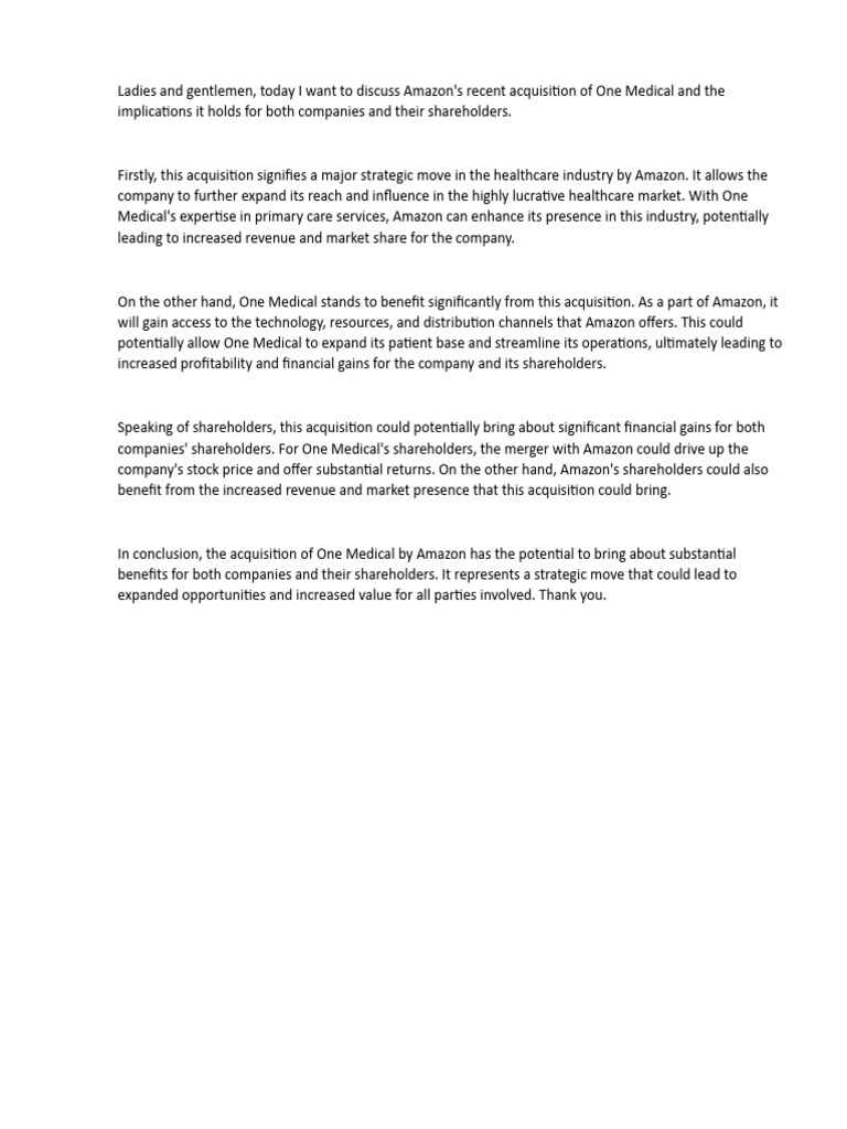 Amazon And One Medical PDF