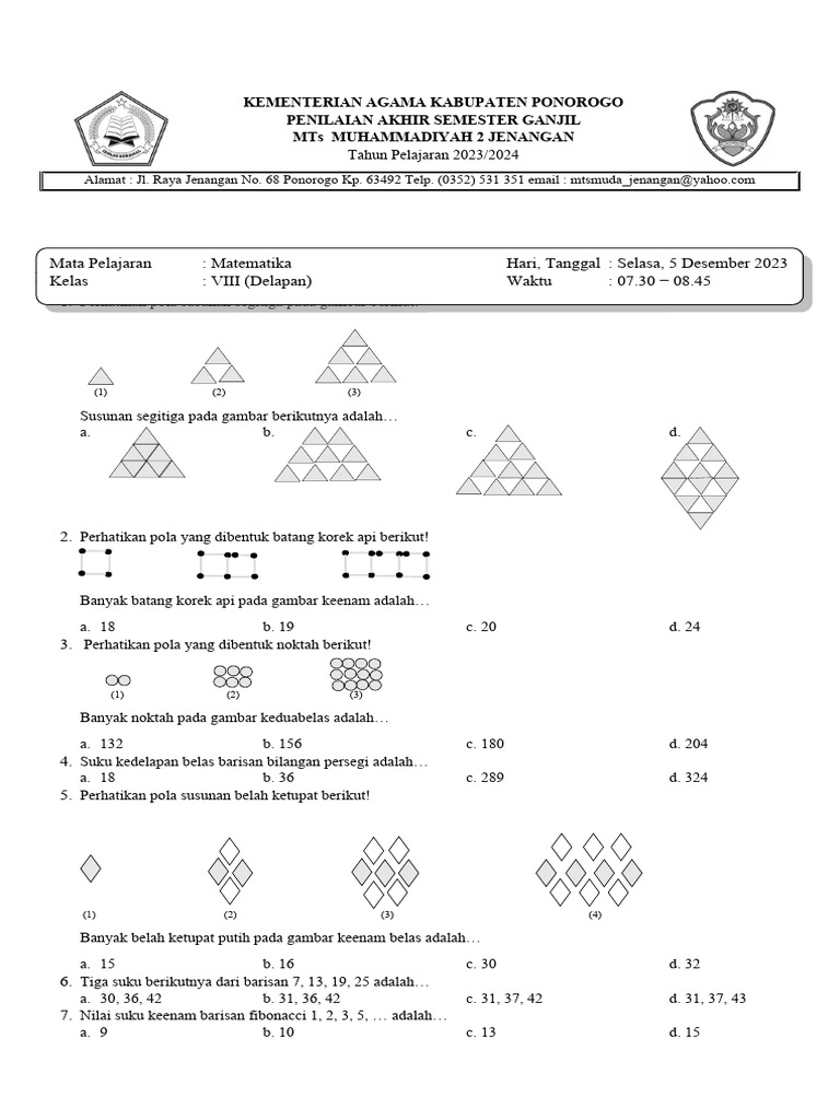 Pas Ganjil Matematika Kelas Viii | PDF