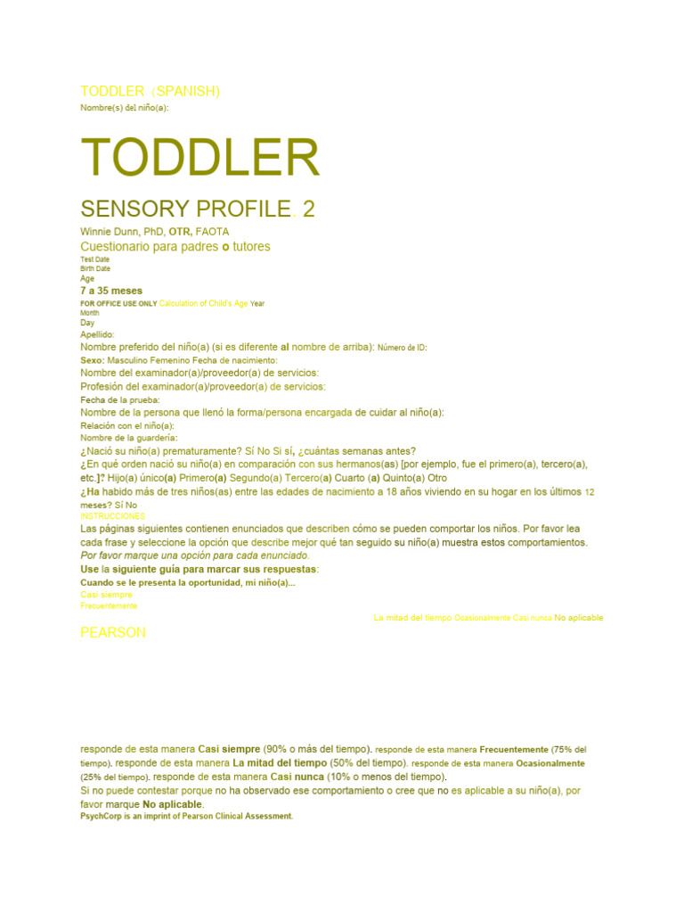 Sensory-Profile-2 - 7 A 35 Meses | PDF