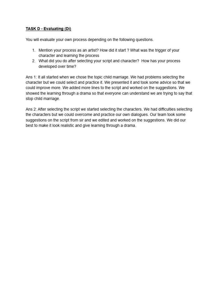 Drama Reflection | PDF