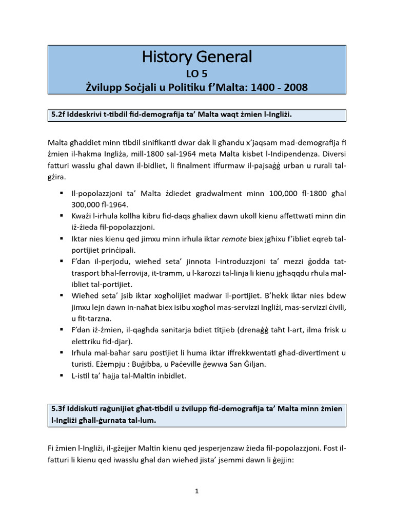 LO 5 Noti - Malti - Studenti-1 | PDF
