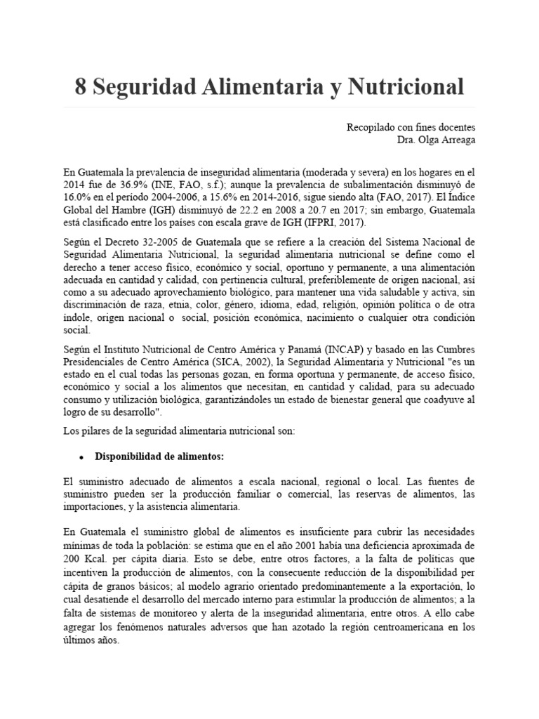 Seguridad Alimentaria y Nutricional | PDF | Alimentos | Seguridad alimentaria