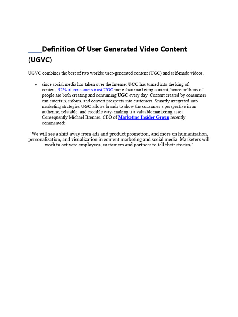 Definition of User Generated Video Content | PDF | Brand | Social Media