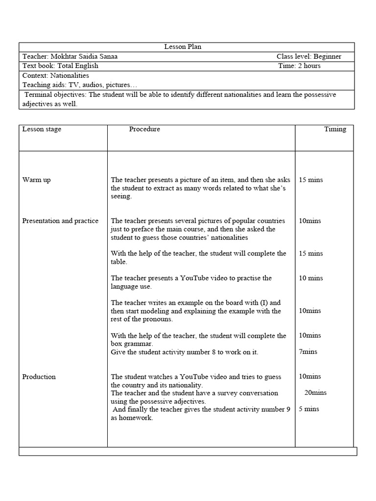 VIP A1 Lesson Plan 01 | PDF