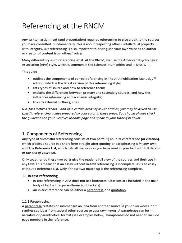 Referencing Guide APA7 | PDF | Bracket | Citation