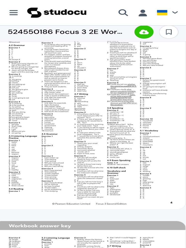 Focus 3 2E Workbook Answers - 1 1 Vocabulary Exercise 1 1 Emma Curly, Cheerful, Top, - Studocu | PDF