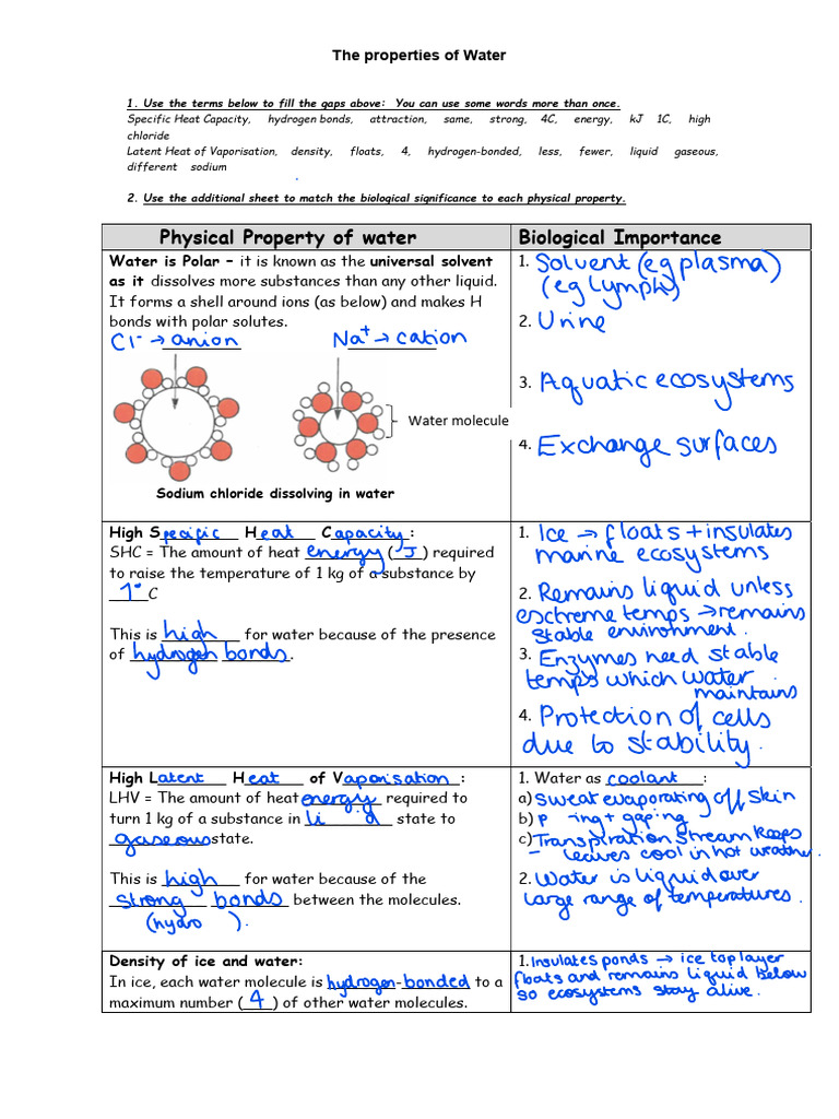 Water Questions | PDF | Properties Of Water | Water