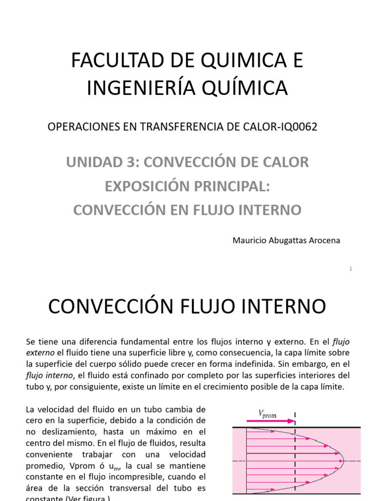 Exp Princ Convección Flujo Interno | PDF | Capa límite | Dinámica de fluidos