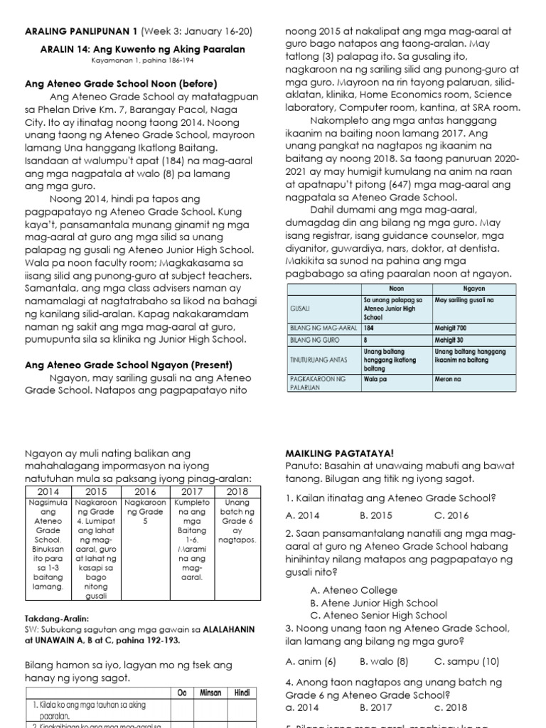3rd Q. Araling Panlipunan 1.week 3 | PDF