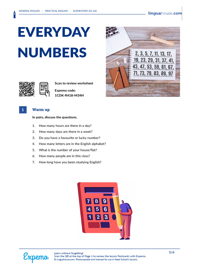 Everyday Numbers for English Learners | PDF | Linguistics | Learning