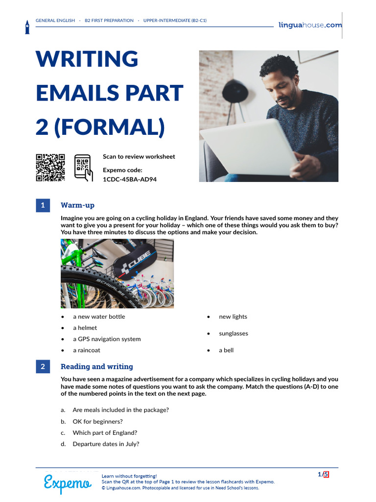 Writing Emails Part 2 Formal British English Student | PDF | Question ...