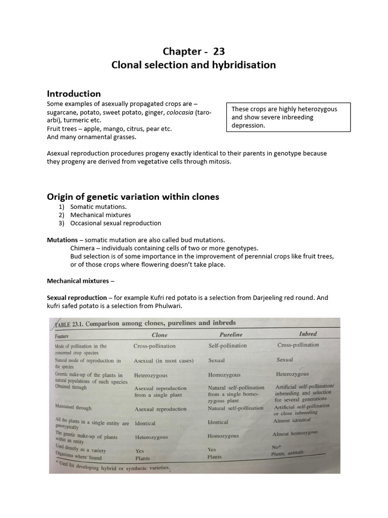 Chapter - 23 Clonal Selection and Hybridisation | PDF | Reproduction ...