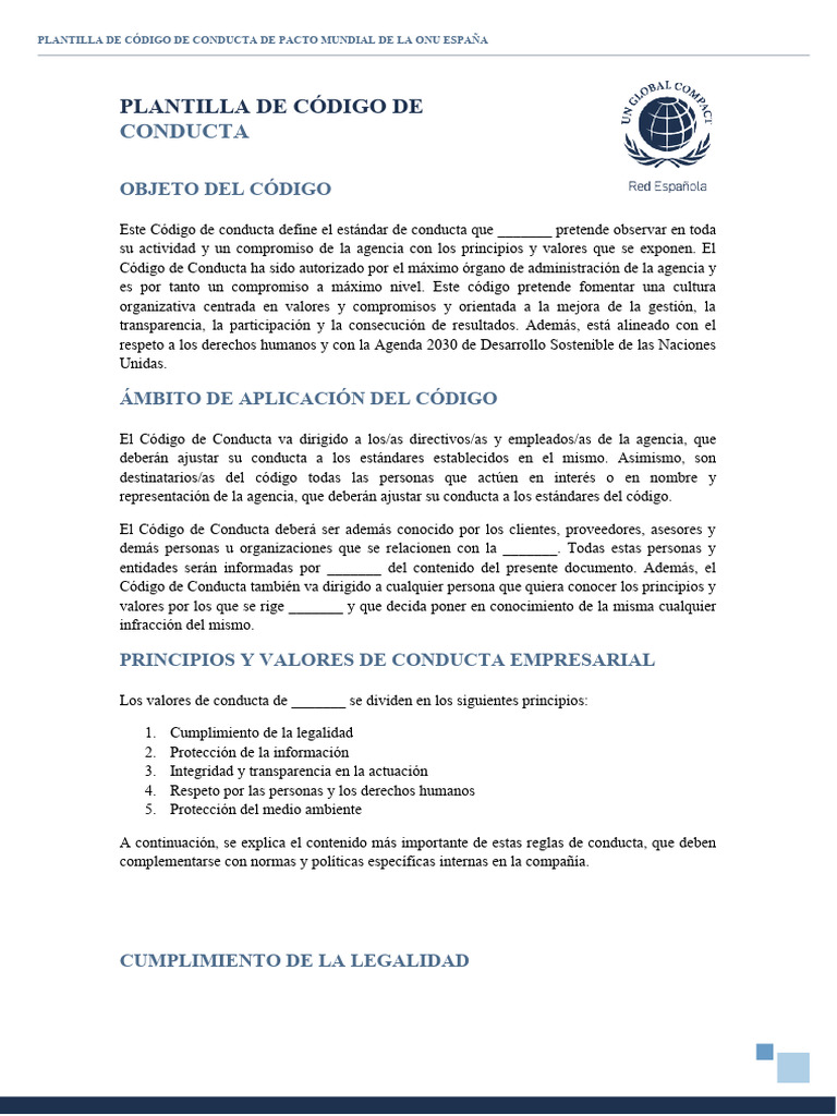Plantilla de Código de Conducta Empresarial | PDF | Corrupción política ...