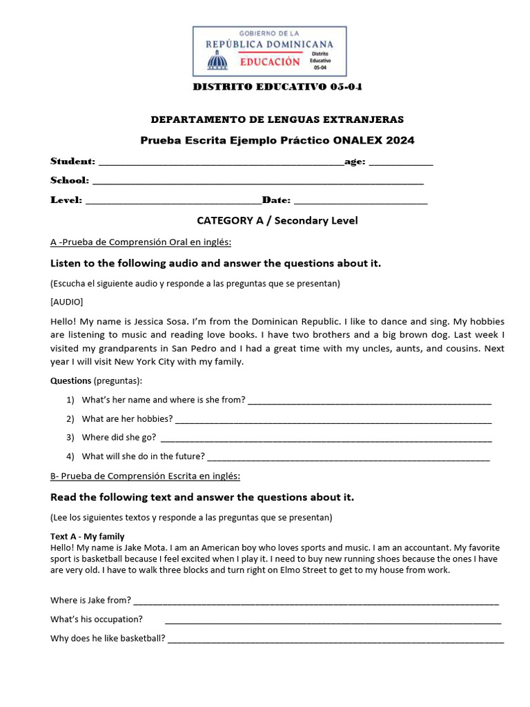 Olimpiadas Example Material Secondary Level A PDF | PDF | Linguistics