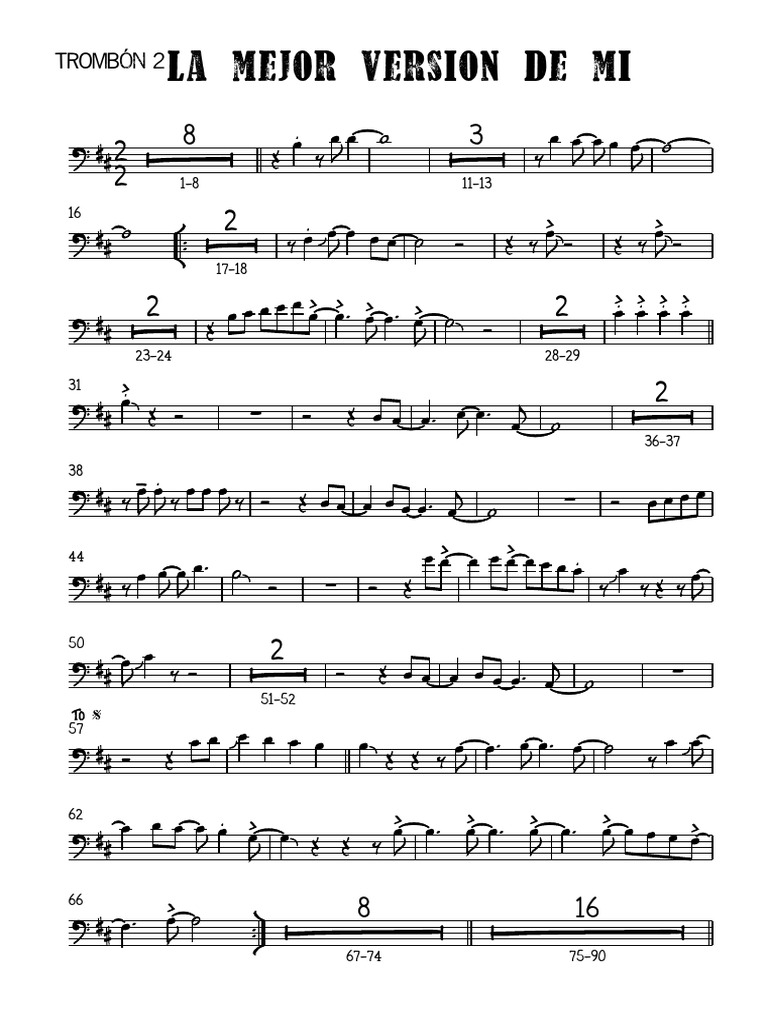 Coty - La Mejor Version de Mi - Trombón 2 | PDF