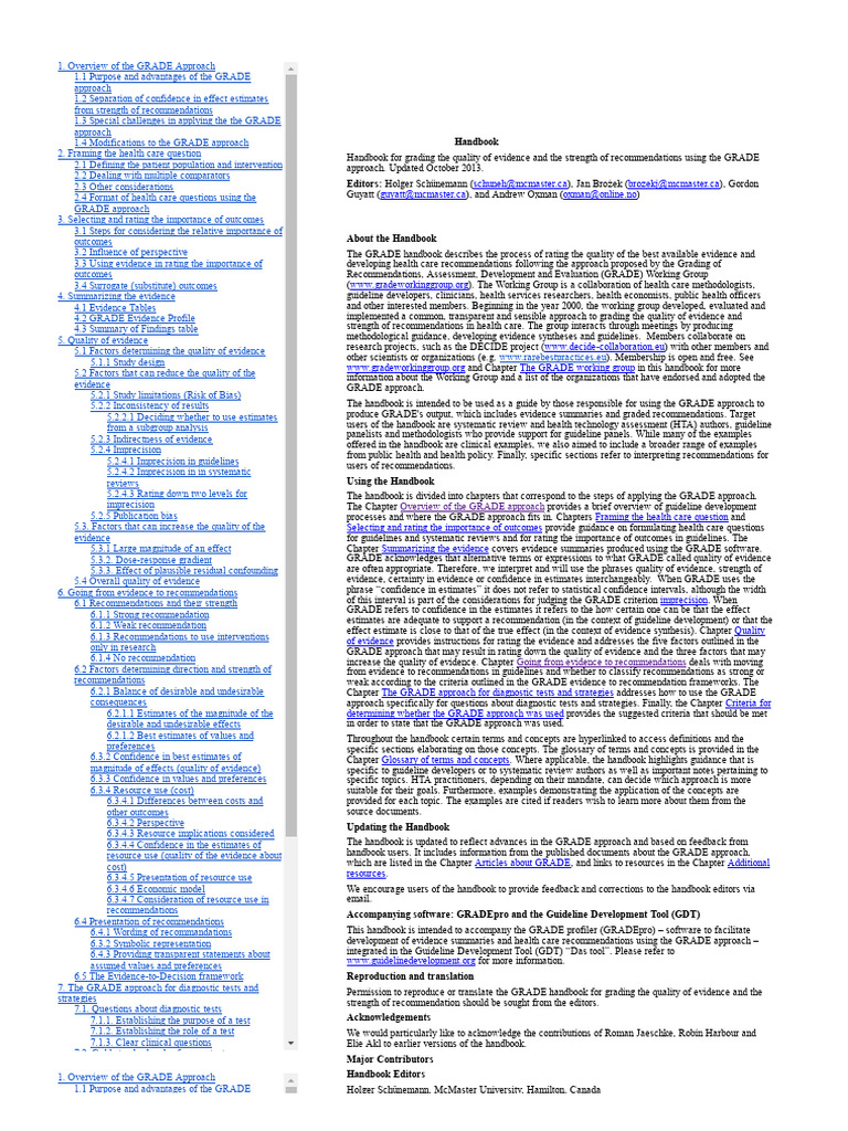 GRADE Handbook | PDF | Evidence Based Medicine | Systematic Review