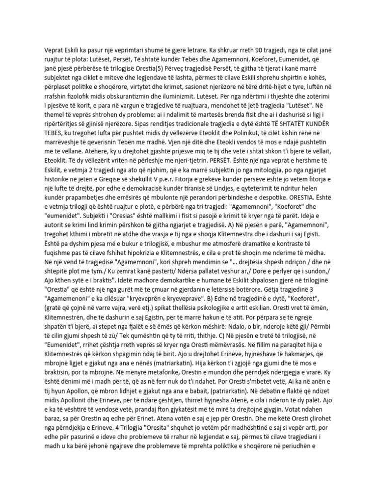 Veprat Eskili Ka Pasur Një Veprimtari Shumë Të Gjerë Letrare | PDF