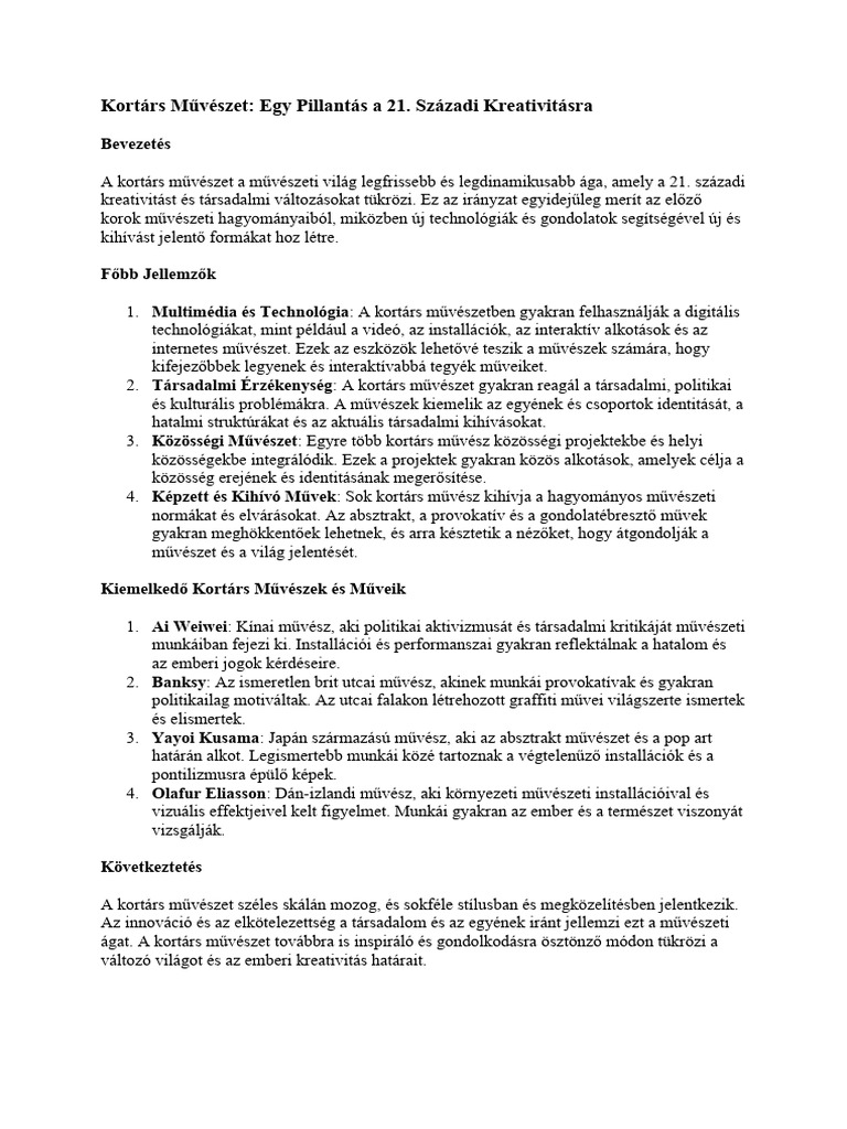 Kortárs Művészet | PDF