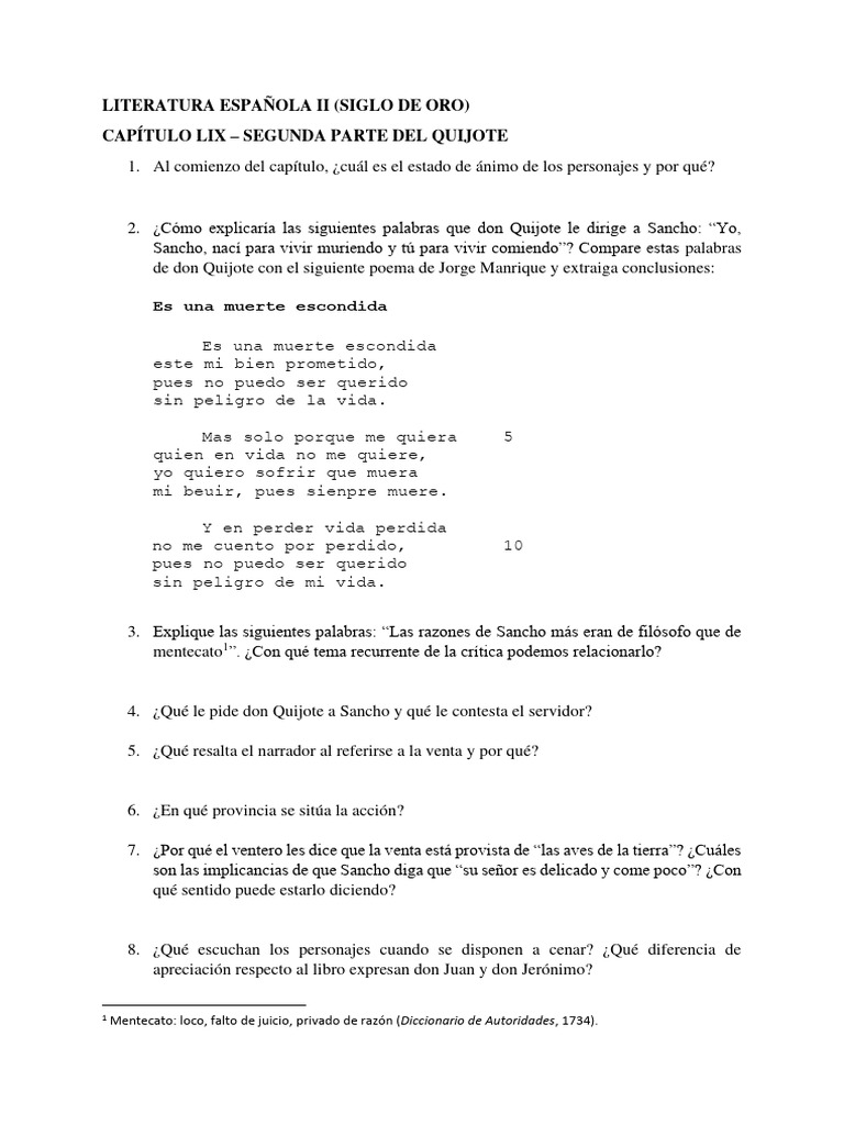 Análisis del Capítulo LIX del Quijote | PDF | Don Quijote