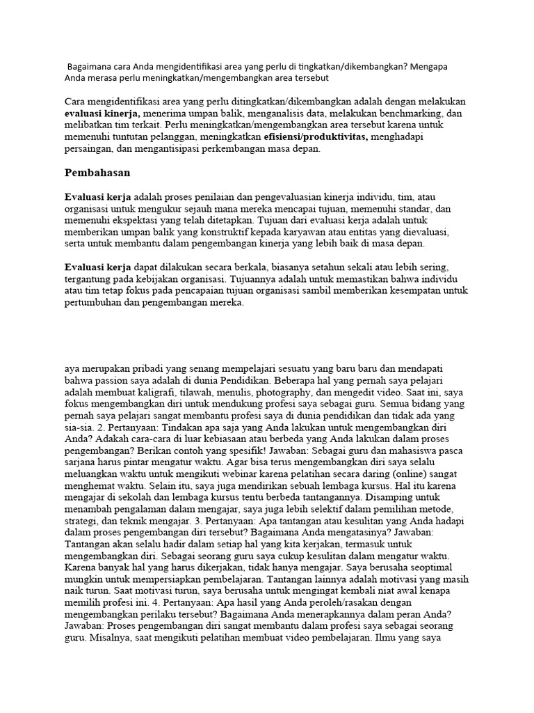 Bagaimana Cara Anda Mengidentifikasi Area Yang Perlu Di Tingkatkan | PDF | Bisnis | Pengembangan ...