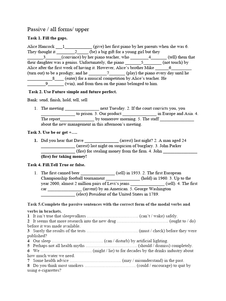 Passive All Forms Upper | PDF