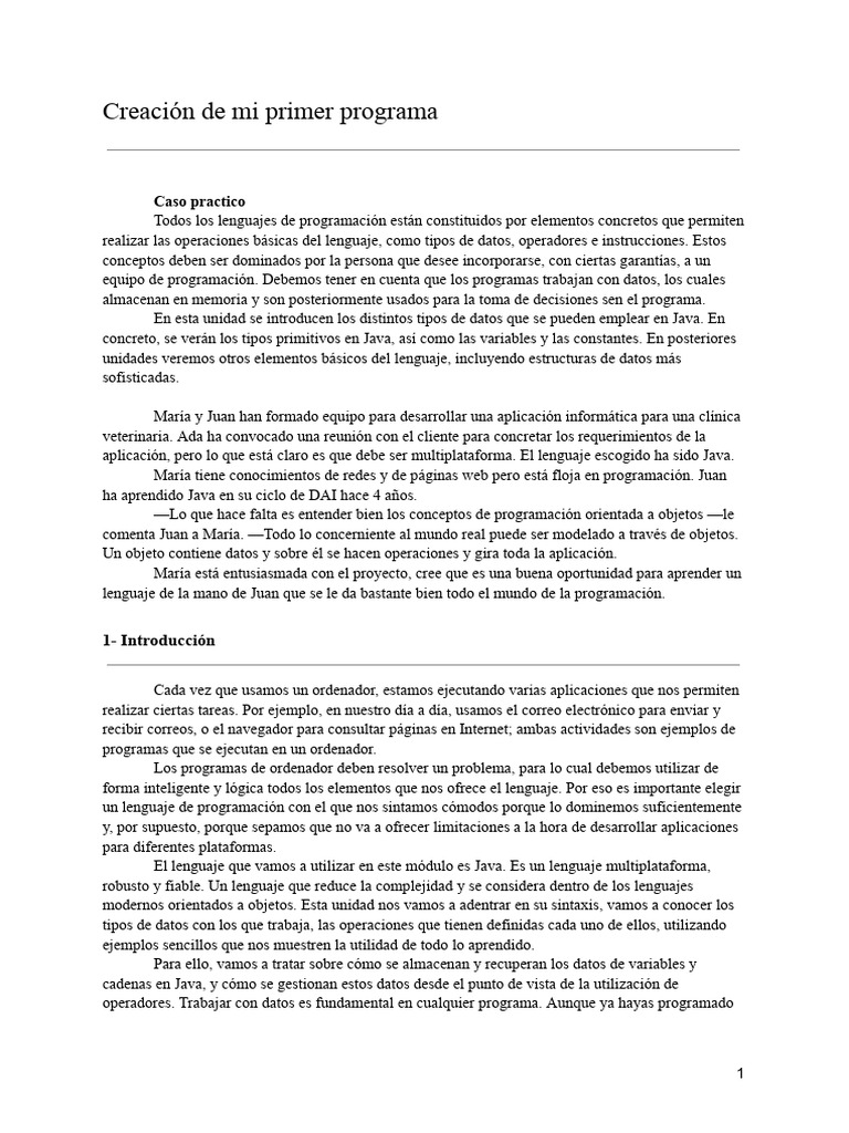 Introducción a Java: Tipos de Datos y Variables | PDF | Lenguaje de programación | Tipo de datos